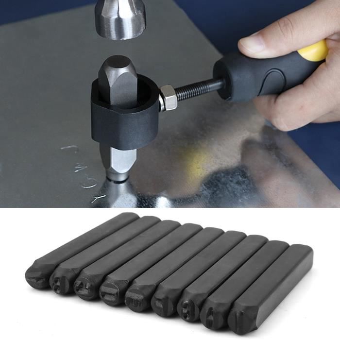 Drfeify Boîte de 36 poinçons en acier pour chiffres et lettres 6mm ...
