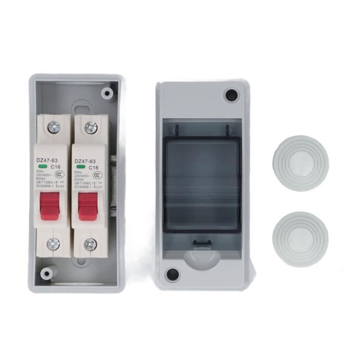 HURRISE Mini disjoncteur DZ47 63 230 400 V 16A Disjoncteur Miniature Boîte 2 Voies MCB C Type ...