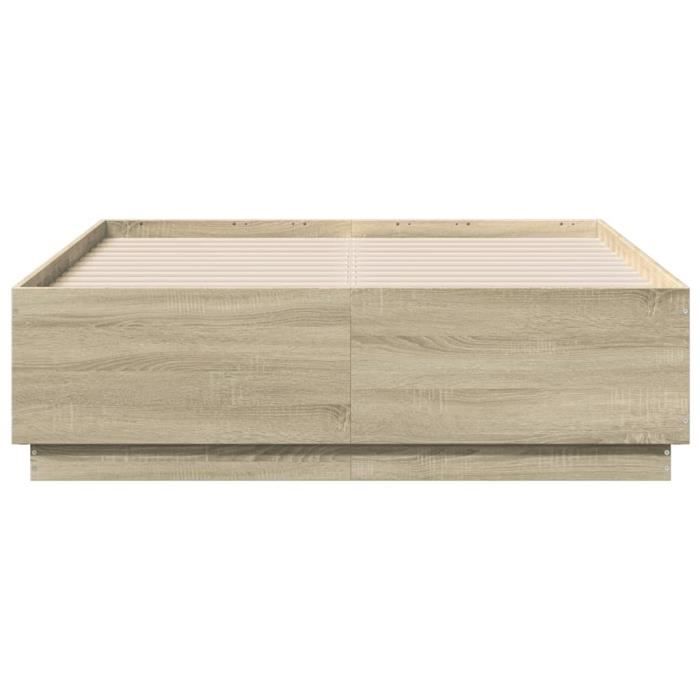 Cadre de lit - KEEN SO - ST5670 - Chêne sonoma - 140x190 cm - Lumières ...