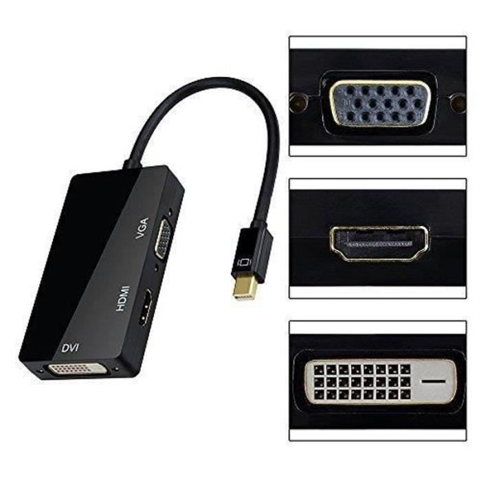 Mini DisplayPort (3 en 1) Thunderbolt vers HDMI/DVI/VGA Display Port ...