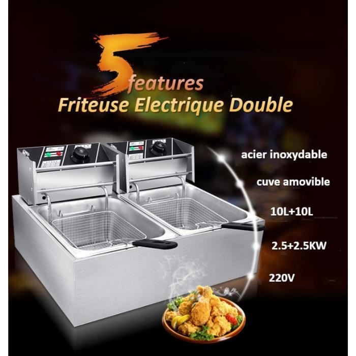 Double Friteuse Electrique Professionnelle 2x10L en Inox - Cdiscount ...