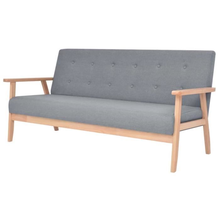 Canapé à 3 places Tissu Gris clair - SALALIS - SH008619 - Cdiscount Maison