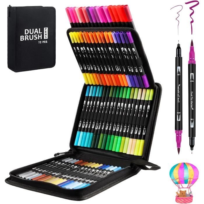 Feutre Coloriage, 72 Stylos À Colorier Stylos Pinceaux À Double Pointe ...