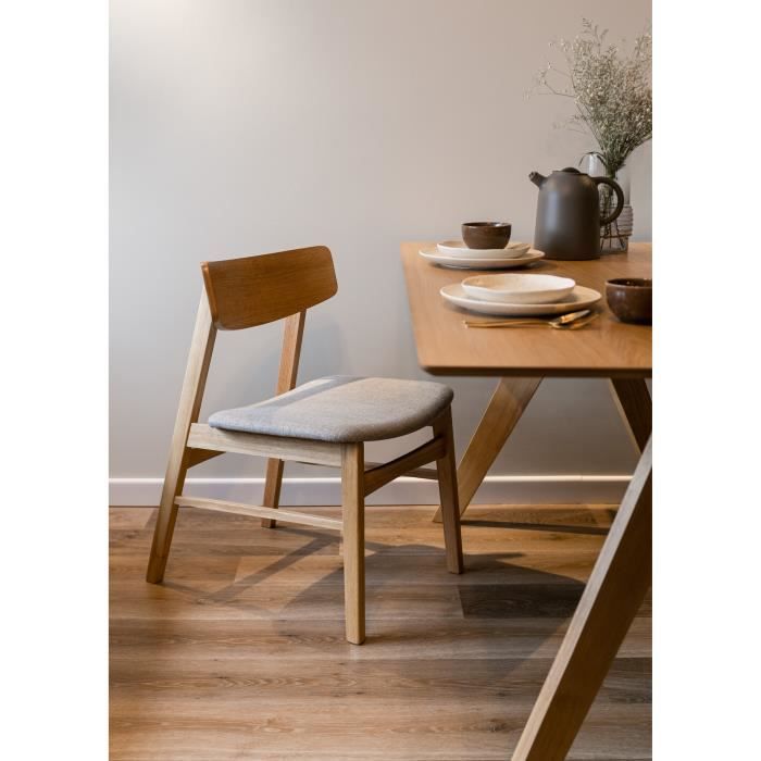 Chaise en bois - PARAVES - chêne naturel-gris - Cdiscount Maison