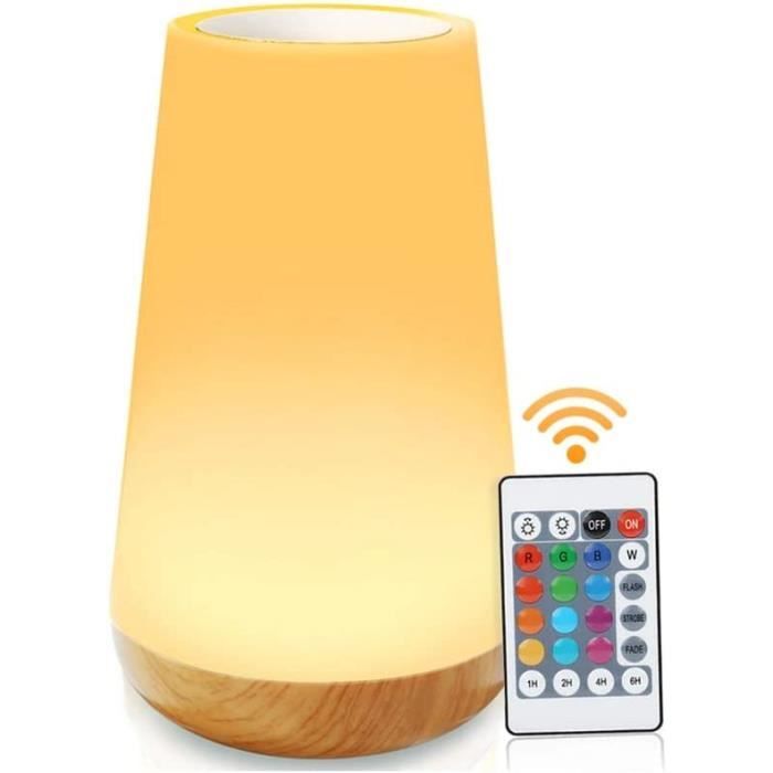 ASANMU Lampe de Chevet Colorée à 360°, Veilleuse LED Rechargeable Lampe Nuit Tactile Multicolore ...