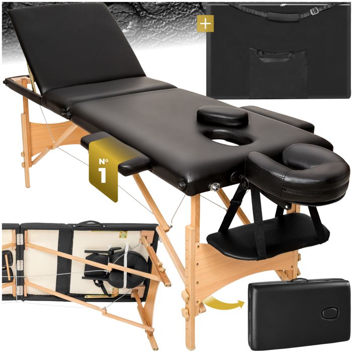 Tectake Table De Massage Pliante En Bois Portable 3 Zones 210 Cm X 95
