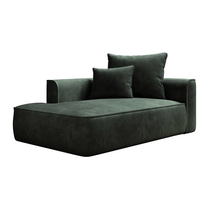 Méridienne gauche en velours côtelé vert PINETA - Cdiscount Maison