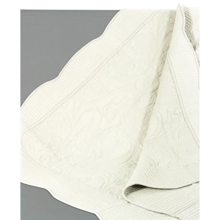 VENT DU SUD Courtepointe 100% coton Byzance - 150x150 cm - Beige écru ...