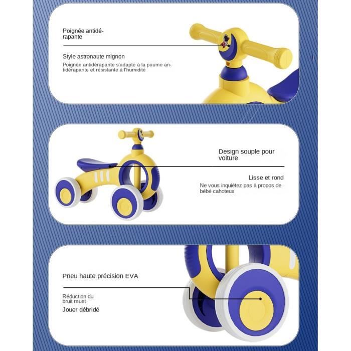 Vélo déquilibre Bébé - AMOUNE - Draisienne sans Pédale 4 Roues - Jaune ...