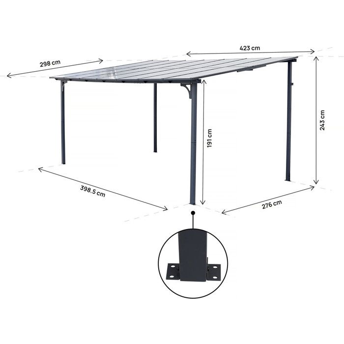 Tonnelle Adosse 4x3
