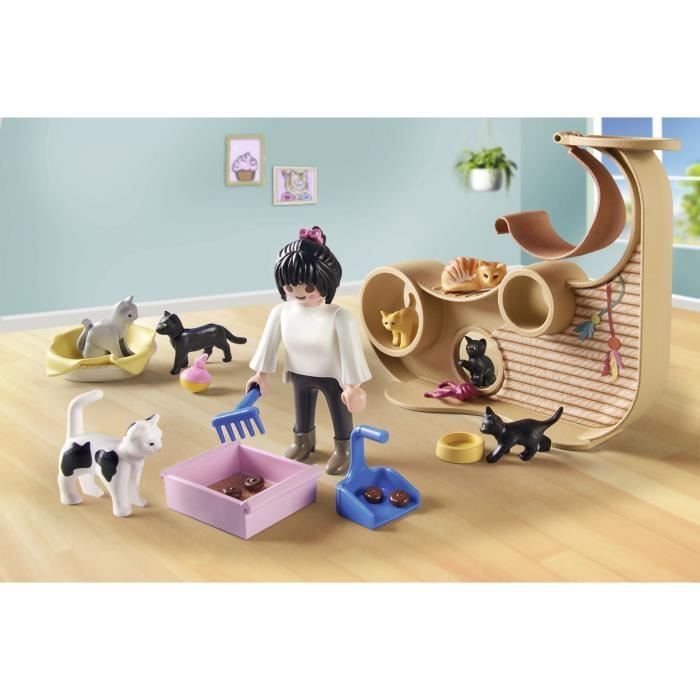 PLAYMOBIL 71744 Bar à chats avec 6 chats et 3 personnages, My Life, 72 ...