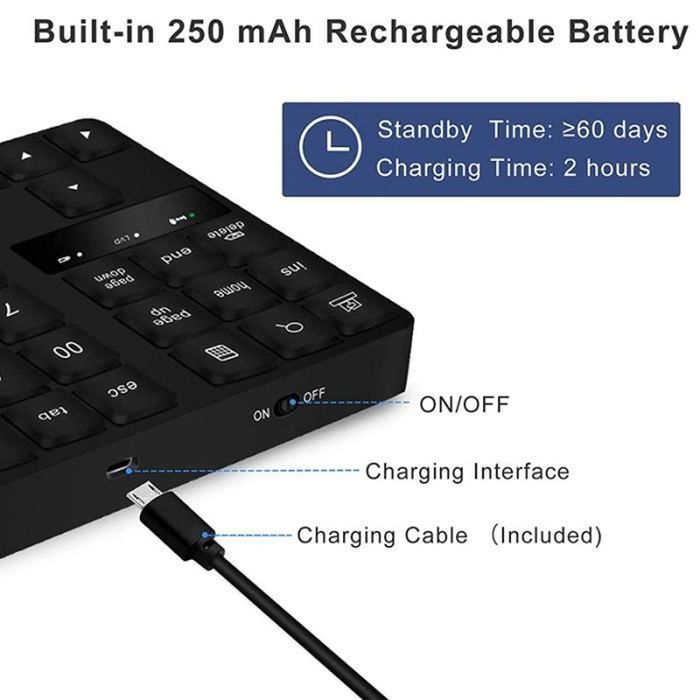 Pavé NuméRique Rechargeable TRELC Clavier NuméRique Externe à 35 ...