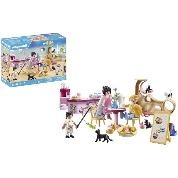 PLAYMOBIL 71744 Bar à chats avec 6 chats et 3 personnages, My Life, 72 ...