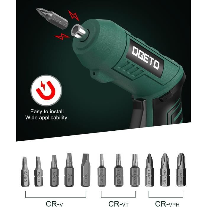 Ogeto Perceuse Visseuse Sans Fil 4V, Visseuse Devisseuse avec Lère LED ...