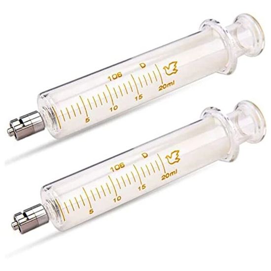 Seringue en verre Luer Lock sans illac,artisanat d'art industriel,20ml ...