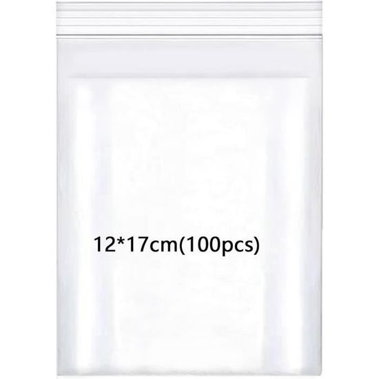 12X17Cm Sachet Plastique Transparent Zip 100Pièces Refermables Pochon Petit Emballage Sac ...