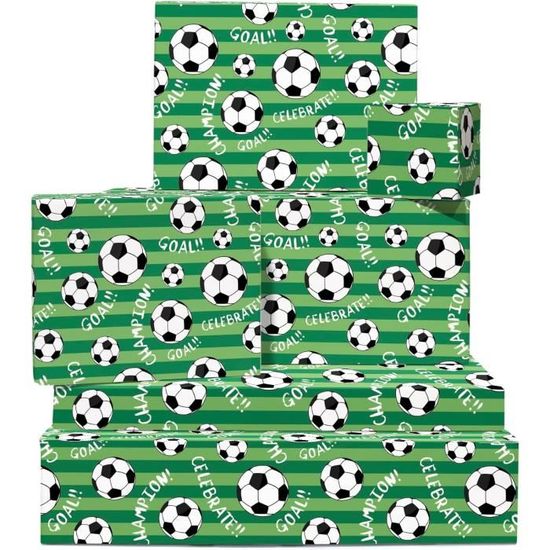 Papier Cadeau Football - Papier Cadeau Anniversaire Garçon - 6 Feuilles ...
