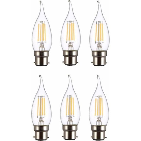 TEKLED Lot de 6 ampoules LED vintage à filament C35 Culot à baïonnette B22 Ampoule à économie d ...