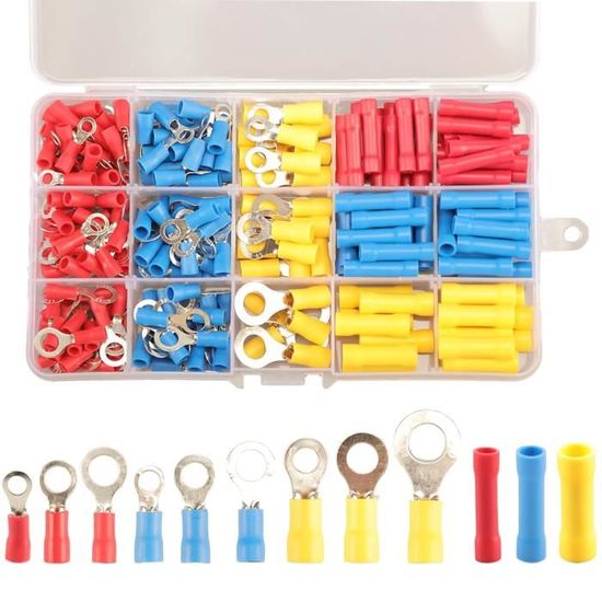 258Pcs Cosses Electriques A Sertir Anneau Connecteurs Bout À Bout, 12 Types Cosses A Sertir ...