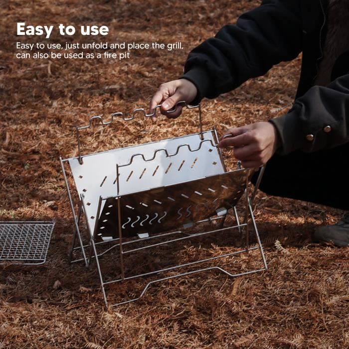 Gril de barbecue Barbecue Grill Base Stable Pliable En Acier Inoxydable Multi-usages Gril À ...