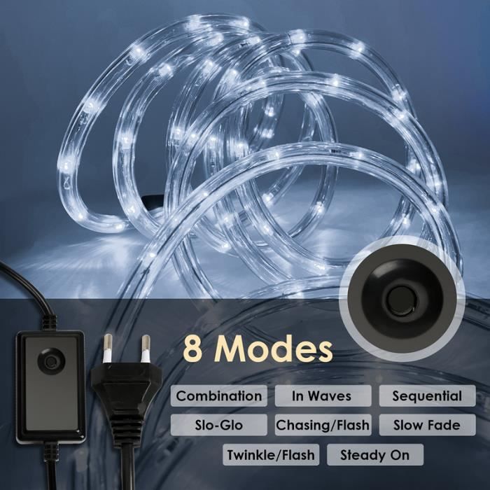 20M Tube Lumineux Extérieur LED LED Tube lumineux Blanc froid Noël ...