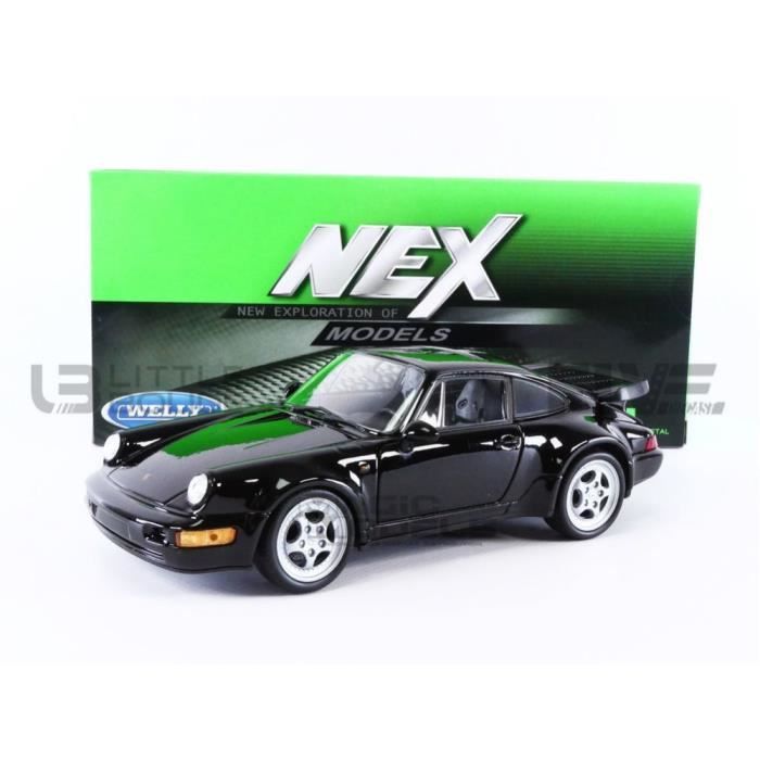 Voiture Miniature de Collection - WELLY 1/24 - PORSCHE 964 Turbo - Noir - Modèle pour Adulte ...