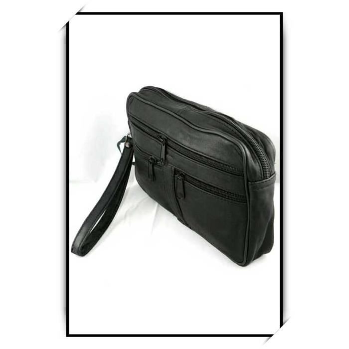 Sacoche sac a main homme cuir agneau neuf SB11 308 Noir - Cdiscount ...