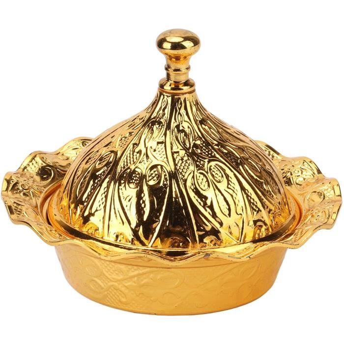 Plateau à Fruits Décoratif, Plat à Bonbons Doré avec Couvercle, Plat à ...