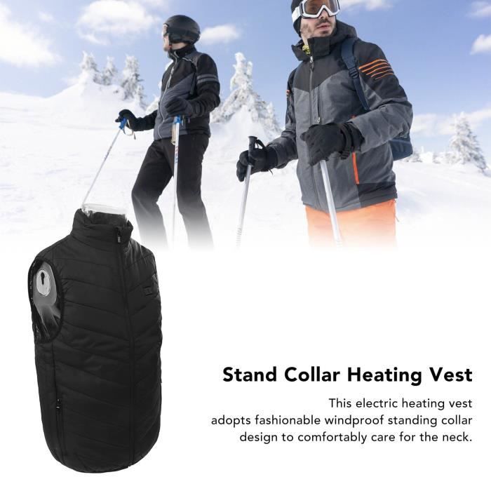 JOP Gilet chauffant électrique noir 9 zones avec col à la mode et double contrôle USB pour l ...