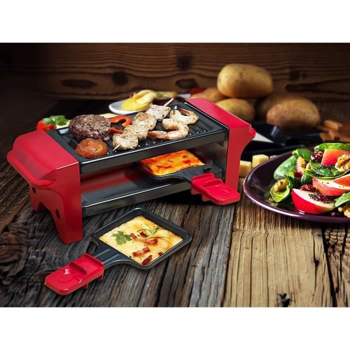 Petit appareil à raclette + grill de table 2 personnes portatif 350W ...