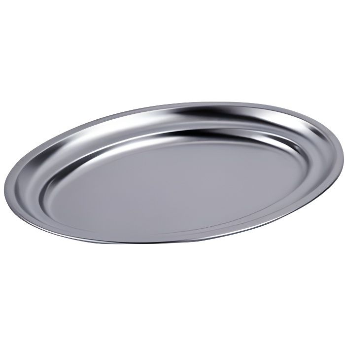 PLAT OVALE INOX A SERVIR - BORDS RETOURNES - INOX 18% DE QUALITE ...