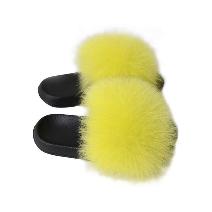 Chausson J9TGP Real Fox Fur Slides Slipper Sandal Fluffy Slides for ...