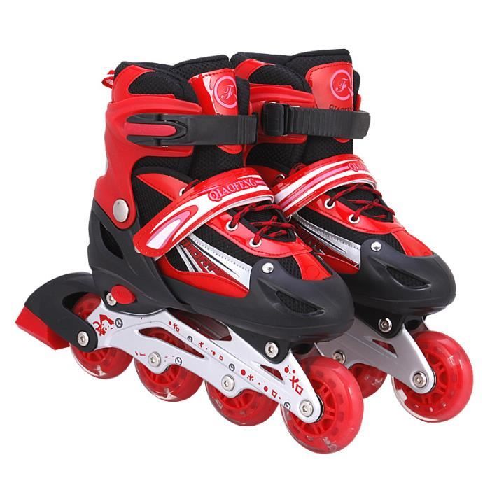 Roller Inline Enfant Réglable - LEOCLOTHO - Rouge 8047 - Roues PVC avec ...