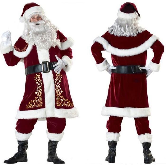 Homme Costume De Père Noëlcostume Santa Claus Costume De Père Noël 7 Pièces Accessoires