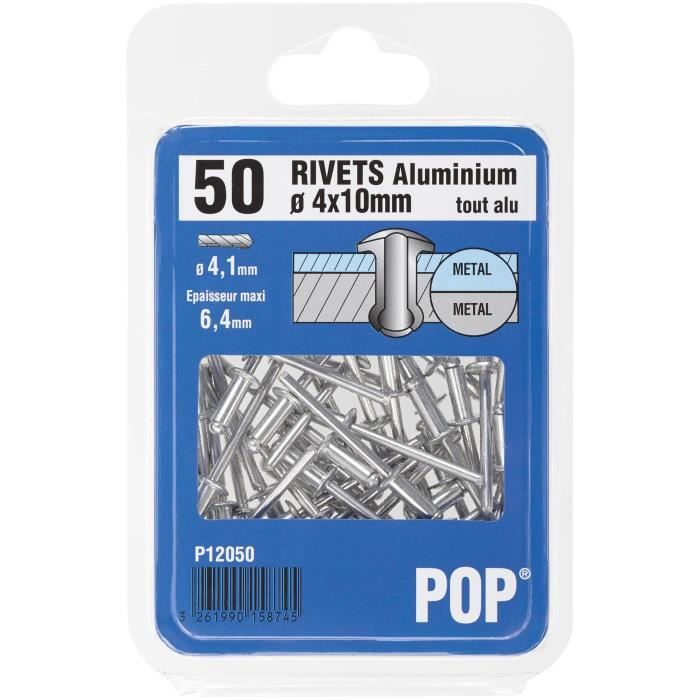 MOLLY Lot de 50 Rivets - En aluminium - Diamètre 4 mm - 10 mm ...