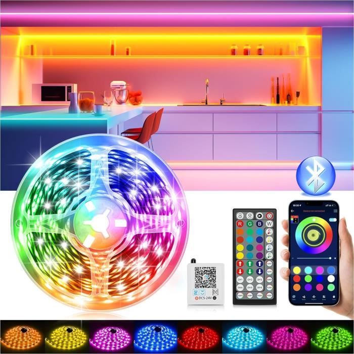 Ruban Led, 15M Led Chambre Flexible Bluetooth App Contrôle, Rgb Bande Led Synchroniser Avec ...