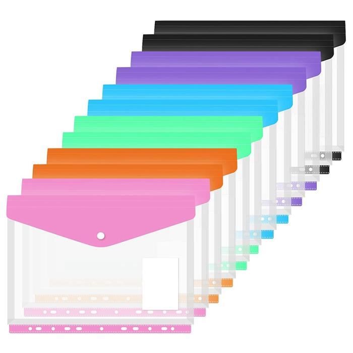 12 Paquets de Pochette de Reliure 11 Trous Dossiers de Reliure ...