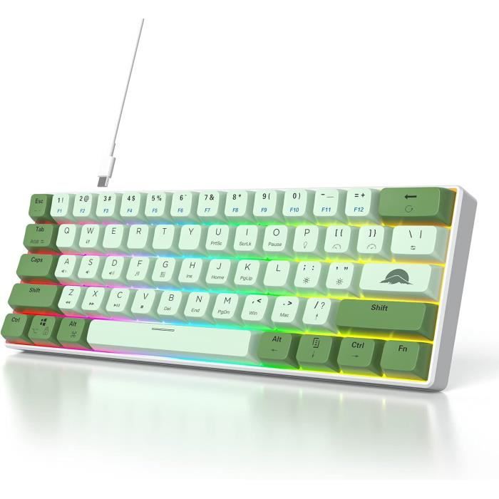 Clavier De Jeu Mécanique 60%,Clavier Filaire Compact Rétroéclairé Led ...