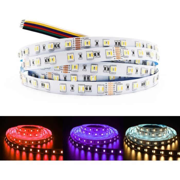 Ruban Led Rgb Cct Rgbcw Rgbww Rgb+Ww+Cw Bande Led 5En1 6Pin 5M 24V ...