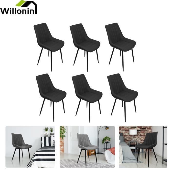 Willonin® 6 x Chaises en Techni cloth pour salle à manger, Siège Noir ...