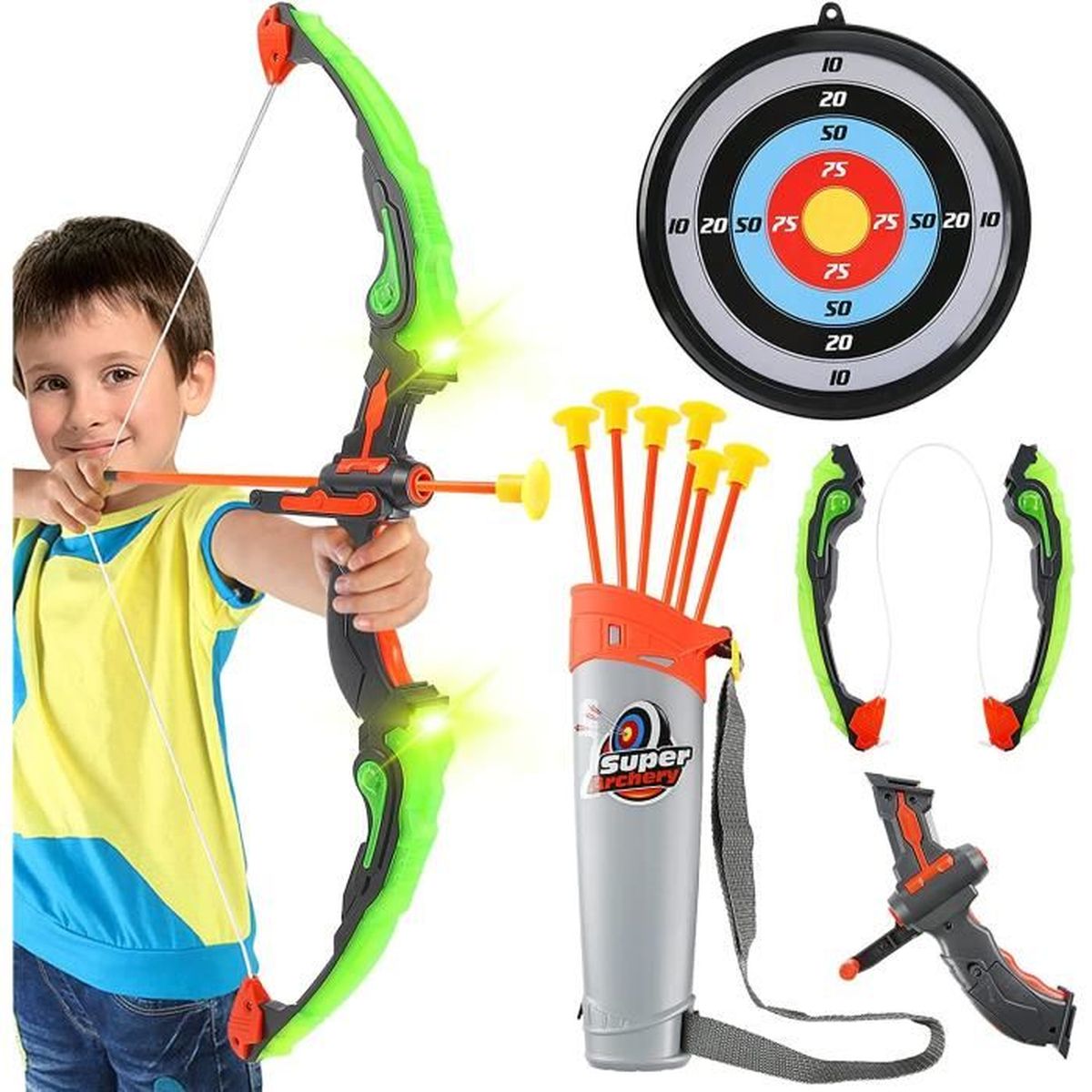 Arc et Flèche Enfants Kit, Tir à l'arc pour Enfants avec des Lumières ...