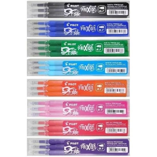 Lot de 8 sets de recharges pour stylo roller effaçable Frixion, 1 de ...