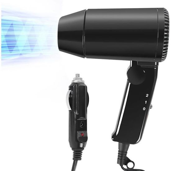 Mini Sèche-Cheveux De Voiture Pliable 12 V, 2 Niveaux De Chauffage Et 2 ...