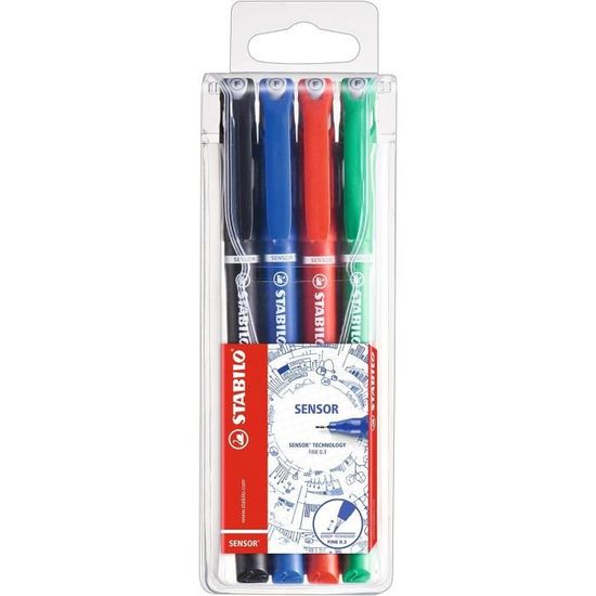 Stylo feutre pointe fine - STABILO SENSOR - Pochette x 4 stylos-feutres ...