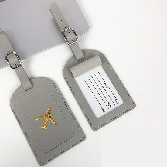 Etiquette de bagage,Gray--Étiquette De Bagage En Cuir Pu Portable ...