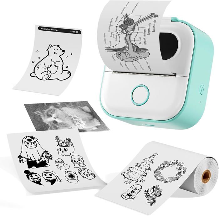 ASprink Mini Imprimante, Y02C Mini Imprimante Autocollant pour 53MM ...