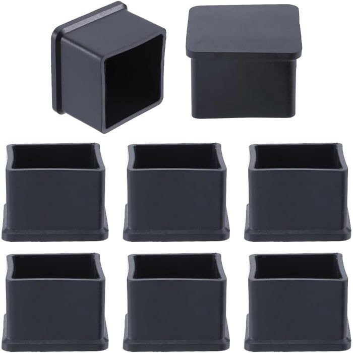 8 x Black Square Chair Foot Covers Chair Feet Caps Floor Protectors ...