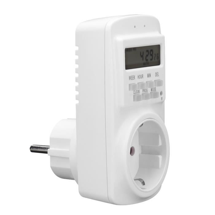 Akozon Prise Programmable 16A Timer 24H Digital Prise Minuterie Electrique Programmable EU 90 ...