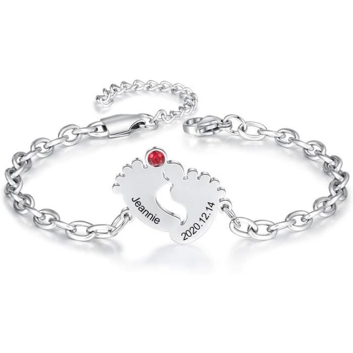 Bracelet Pied De Bébé Personnalisé Avec Noms Gravure Réglables ...