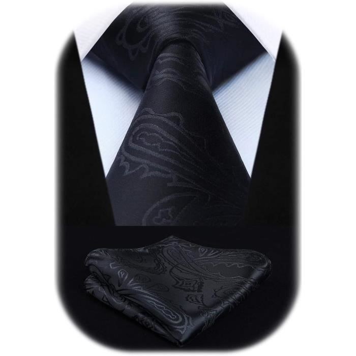 Cravate Homme Paisley - Cravates En Soie Pour Hommes - Mariage - Noir-7 ...